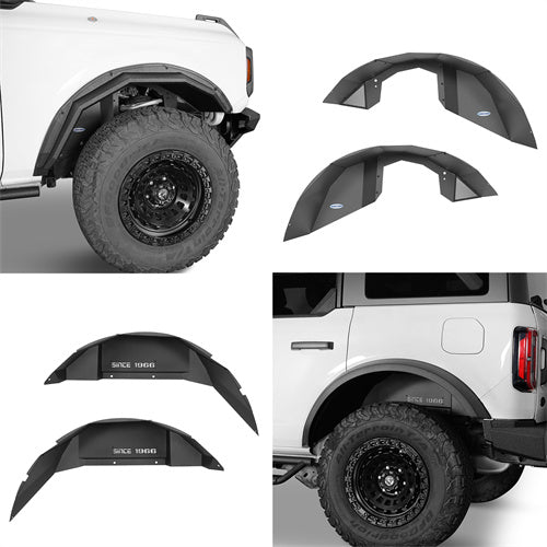 Off-Road Front & Rear Inner Fender Liners For 2021-2025 Ford Bronco ...